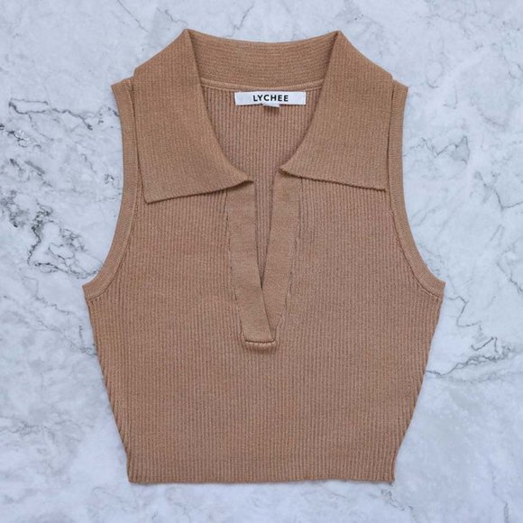 Lychee | Tops | 872 Lychee Choux Ribbed Polo Crop Top Xl Check Sizing ...